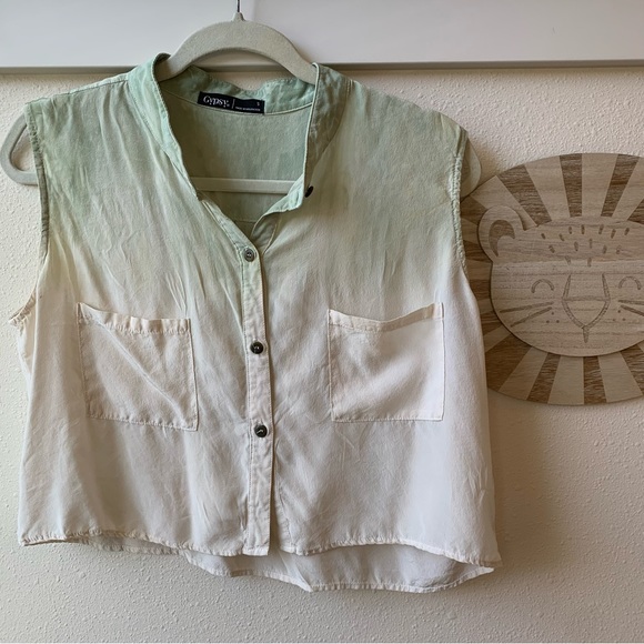 Gypsy 05 | Tops | Gypsy Cropped Button Down Shirt Ombr Loose Fit Size S ...